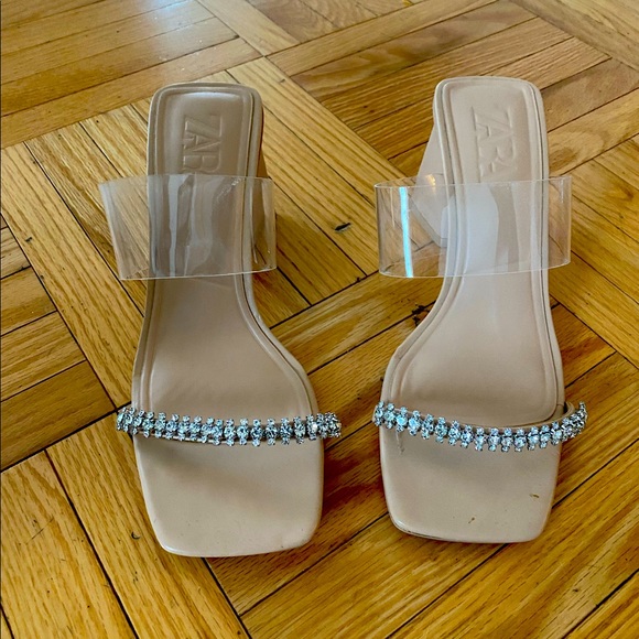 Zara | Shoes | Zara Rhinestone Crystal Heels | Poshmark